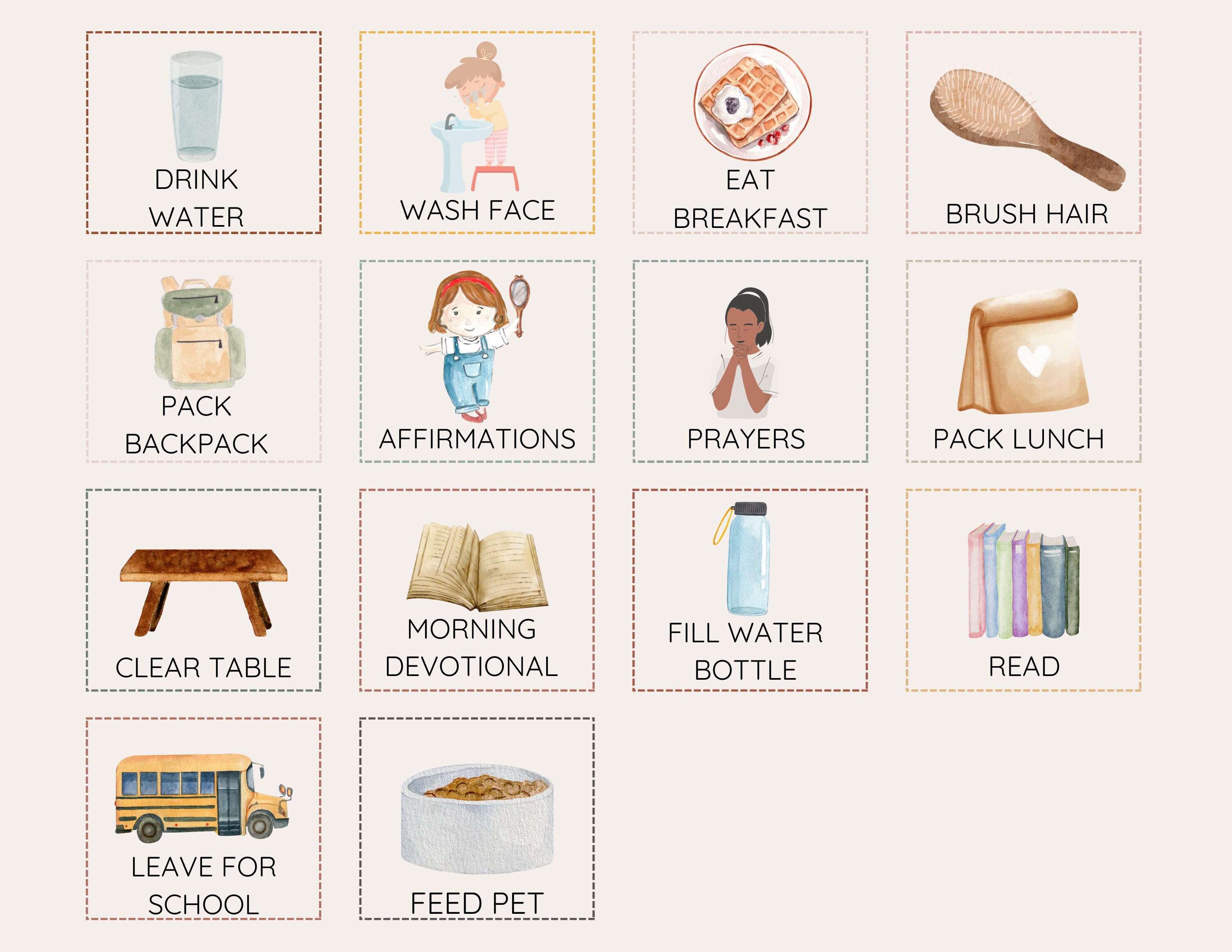 Morning and Nighttime Visual Routine Chart | Schedule and Routine Chart ...