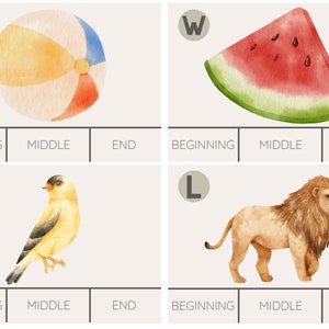 Phonics Flashcards Identifying Beginning Middle and Ending - Etsy