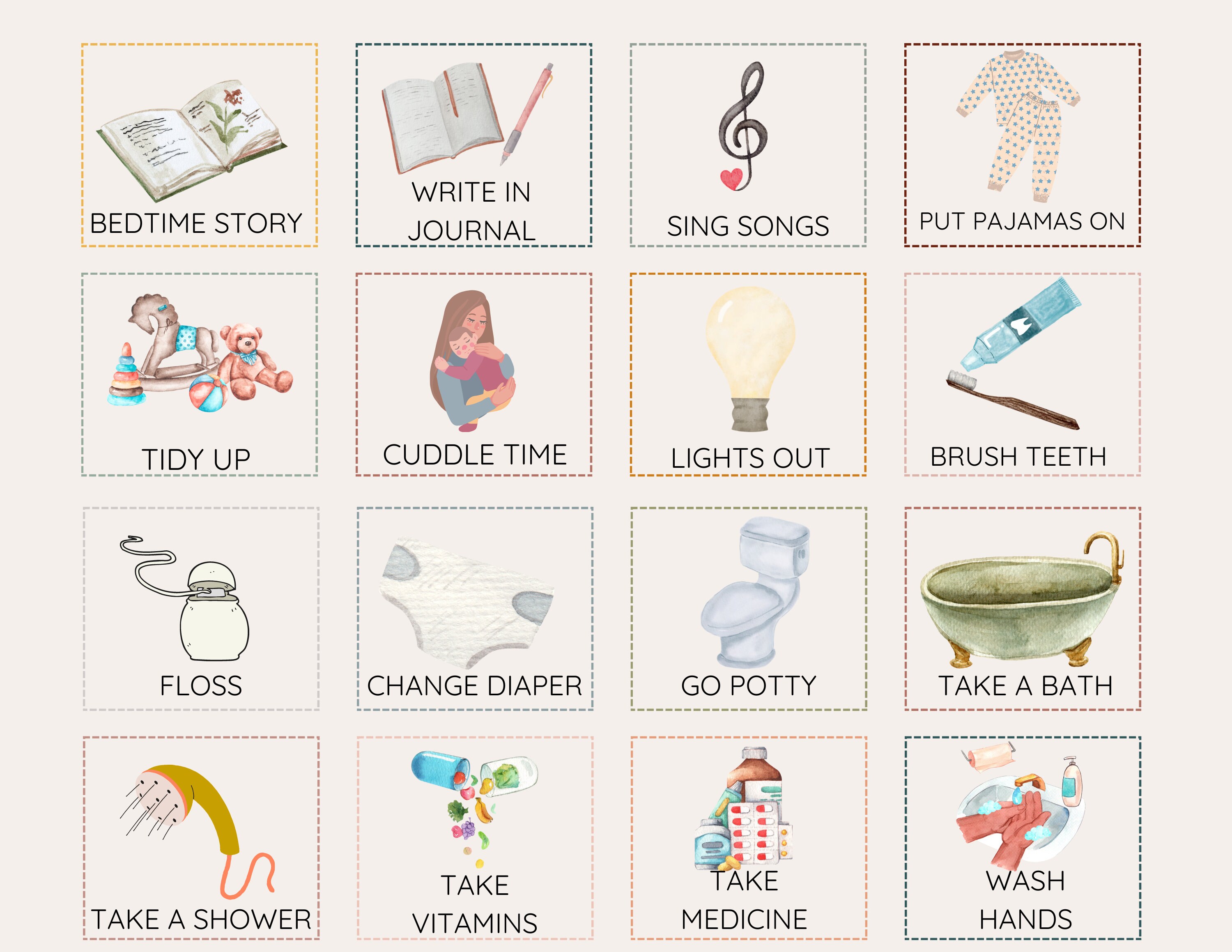 Morning and Nighttime Visual Routine Chart | Schedule and Routine Chart With Cards | Kids ...