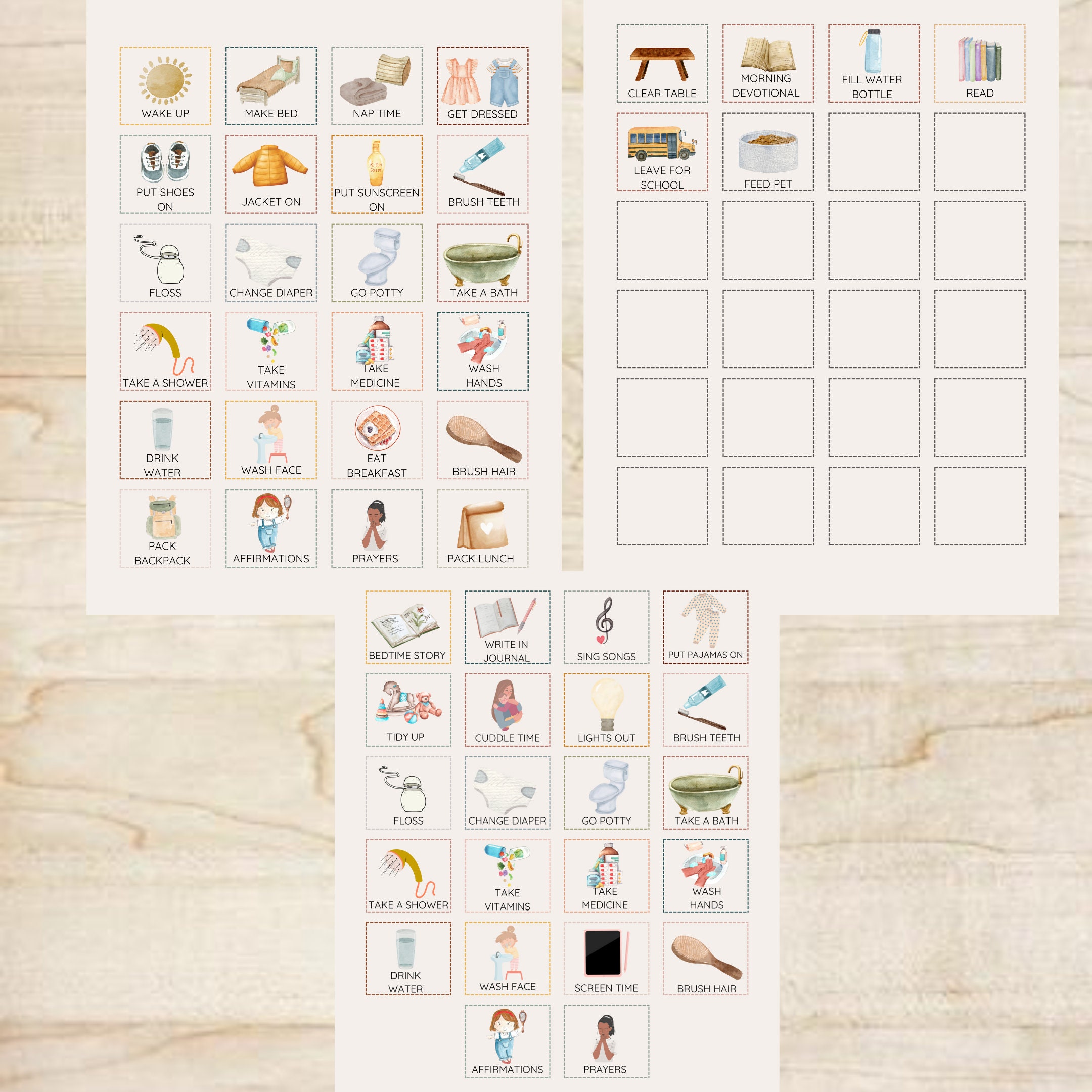 Morning and Nighttime Visual Routine Chart | Schedule and Routine Chart ...