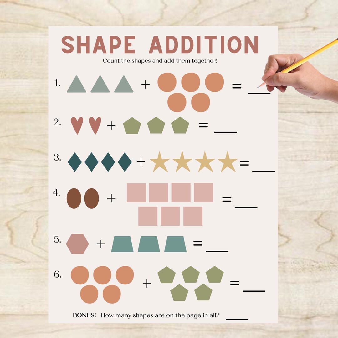 Simple Shape Addition Worksheet - Etsy
