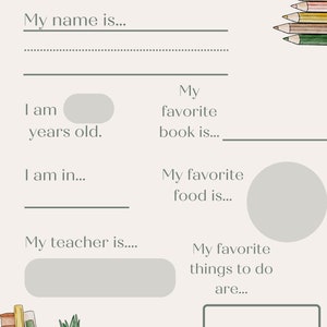 All About Me Printable | Back to School, Boho Theme, Get to Know You ...