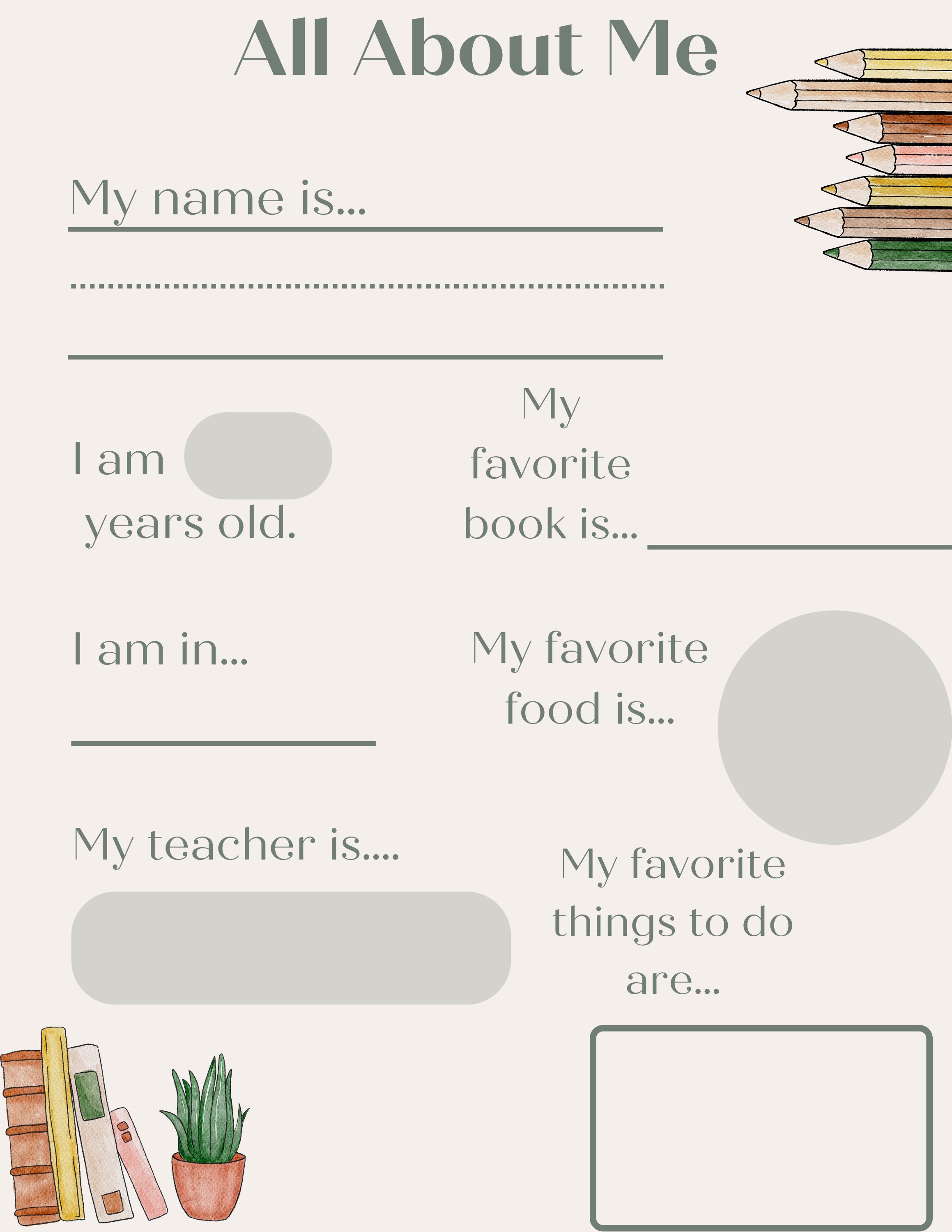 All About Me Printable | Back to School, Boho Theme, Get to Know You ...