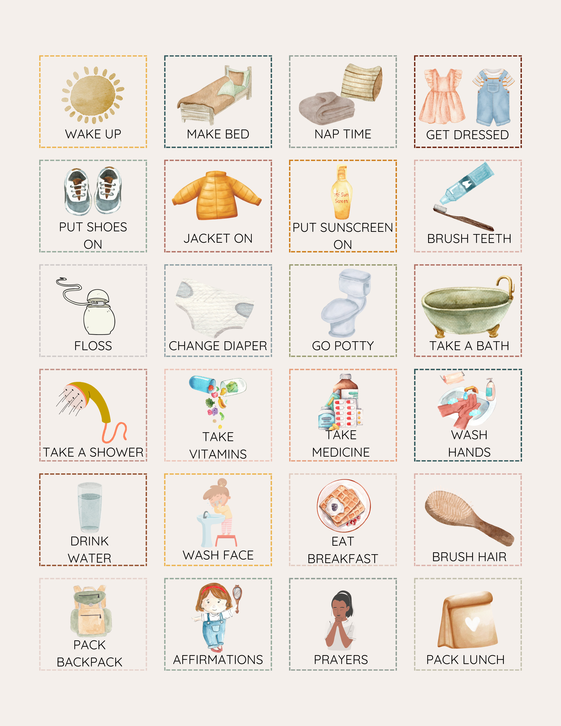 Morning and Nighttime Visual Routine Chart | Schedule and Routine Chart ...