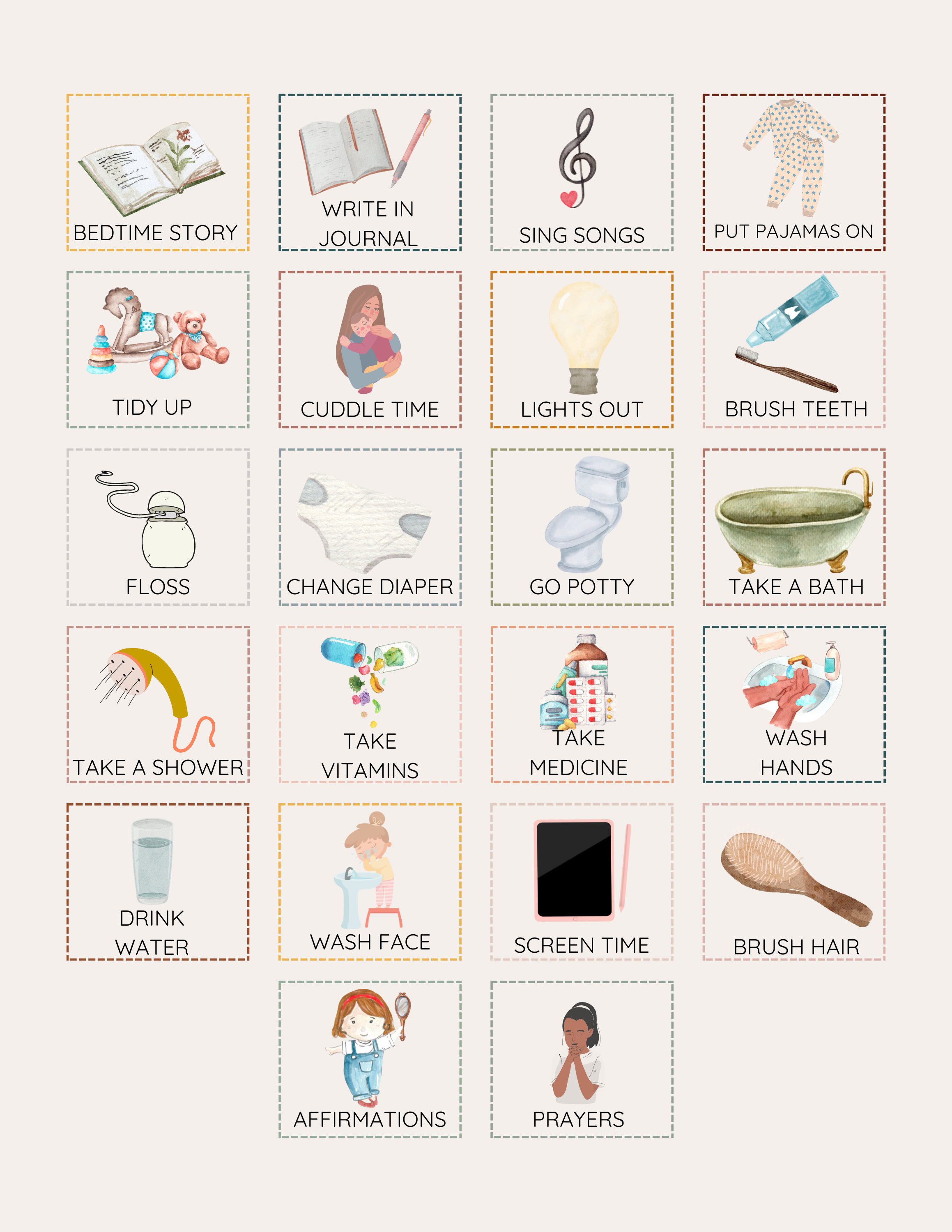 Morning and Nighttime Visual Routine Chart | Schedule and Routine Chart ...