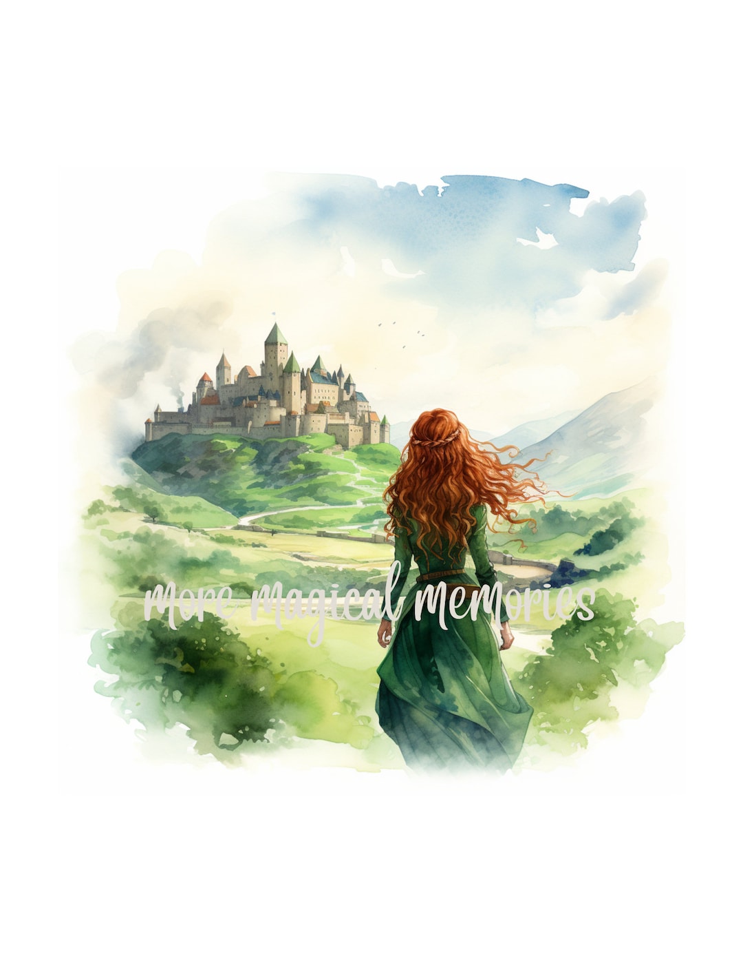 Merida Watercolor Princess Print | Classic Fairytale Storybook Art ...