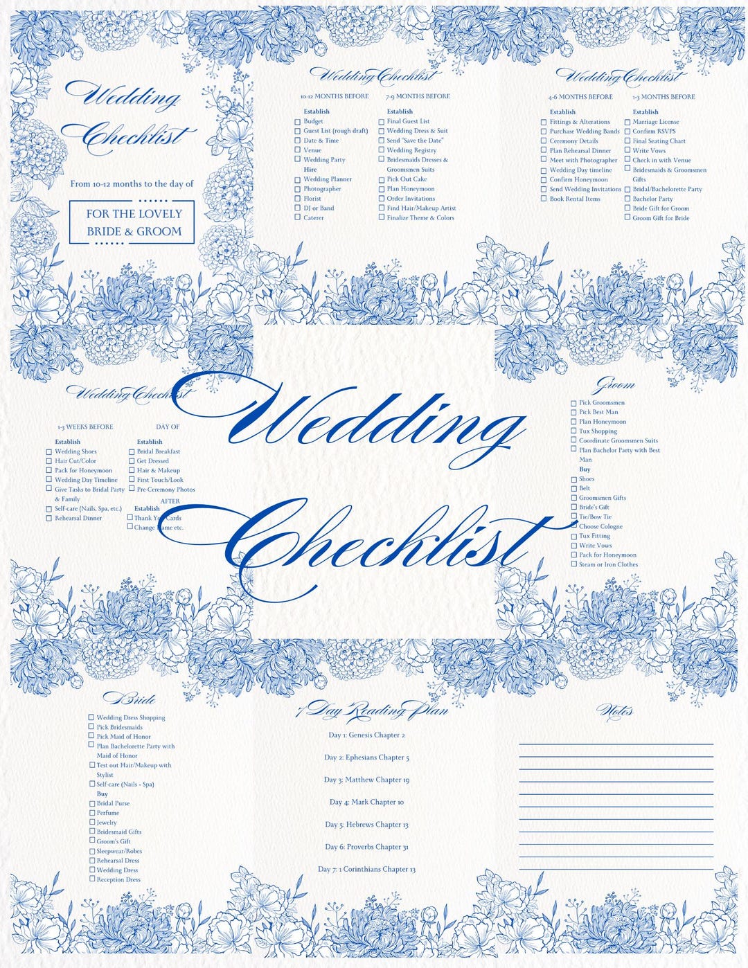 Wedding Planning Checklist | Bride & Groom, Printable Planner (digital ...