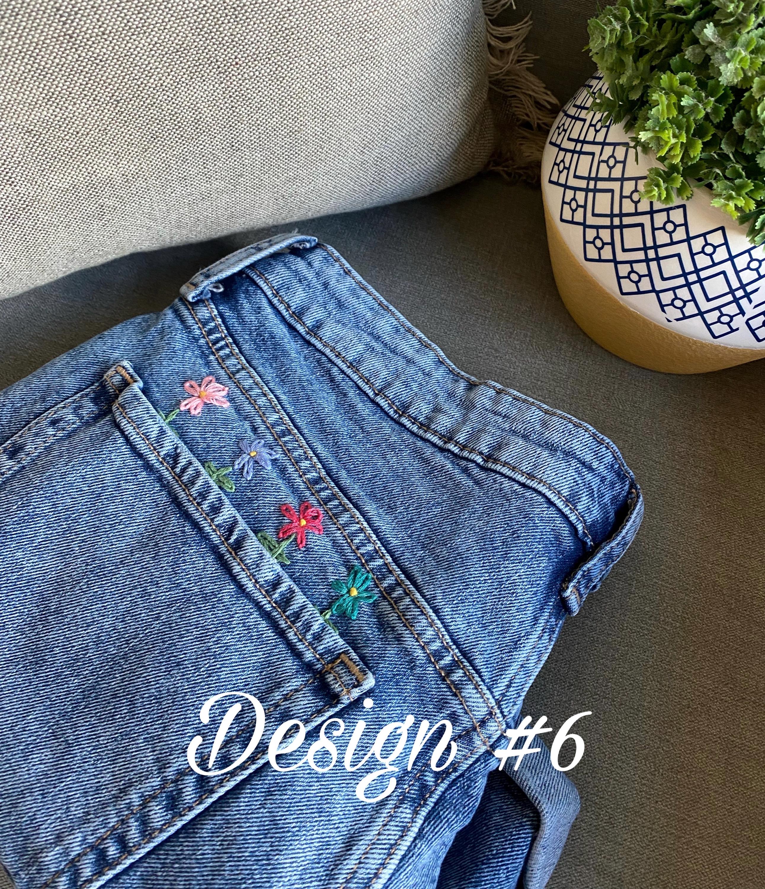 Custom Jean Embroidery | Custom Floral Embroidery for Jeans | Unique ...