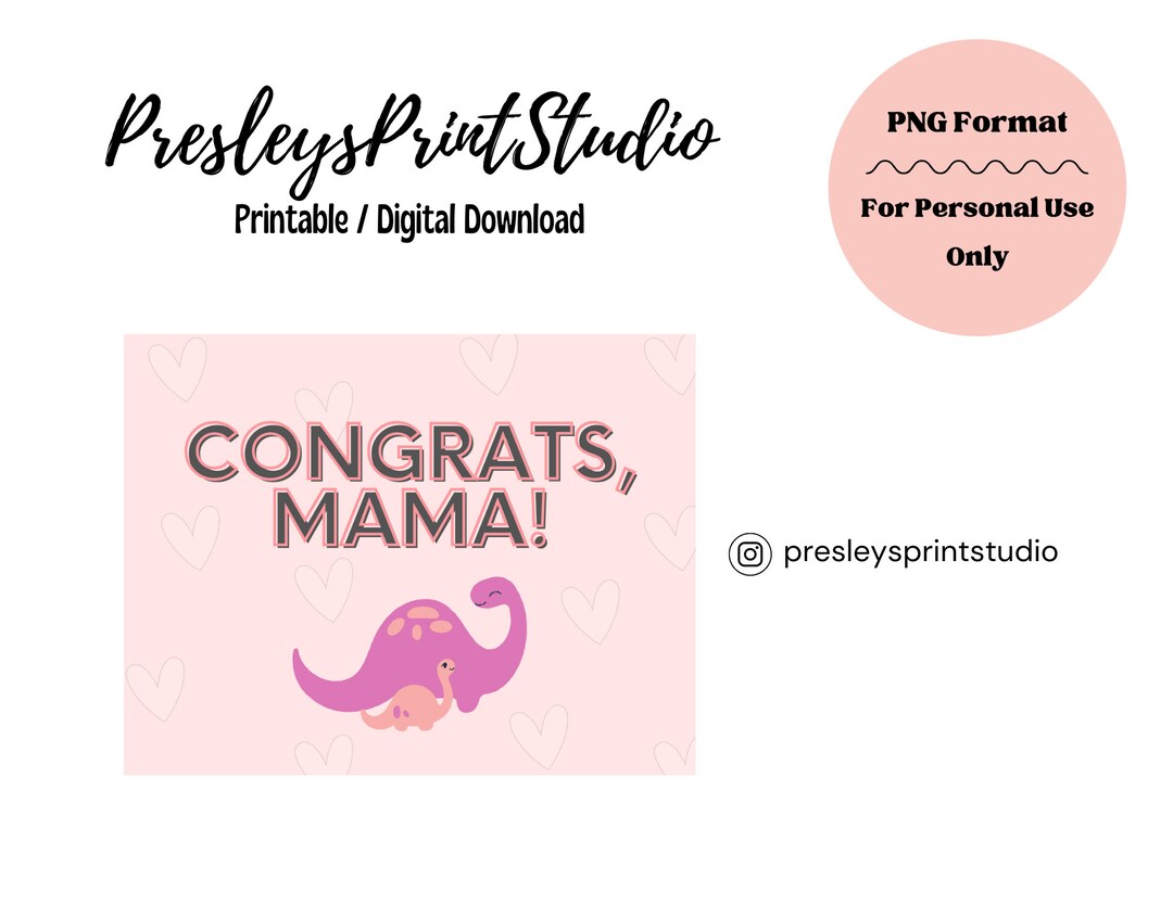 Congrats Mama Printable Card Dino Mama Cute Cards for Her Digital ...