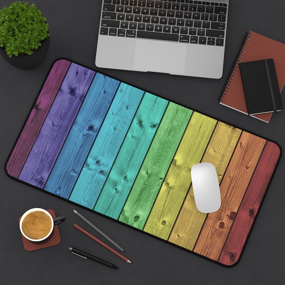 Aesthetic Rainbow Mouse Pad, Cute Gamer Desk Mat, Gaming Large Desk ...