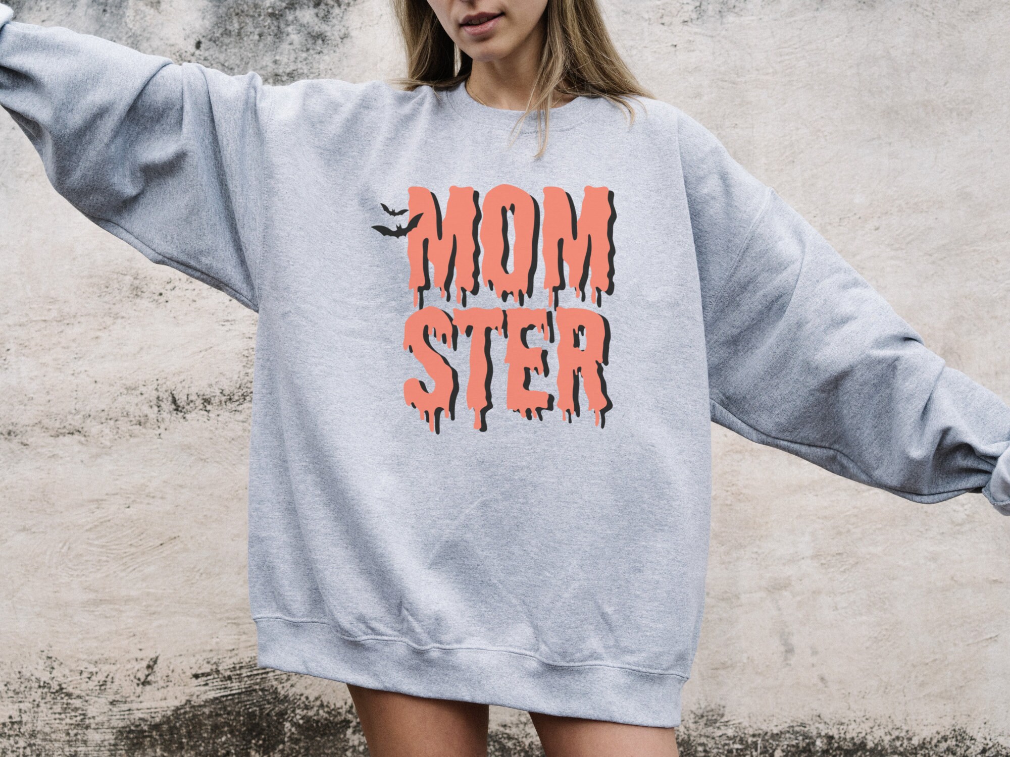 Momster Crewneck Monster Spooky Bat Sweatshirt Momster - Etsy