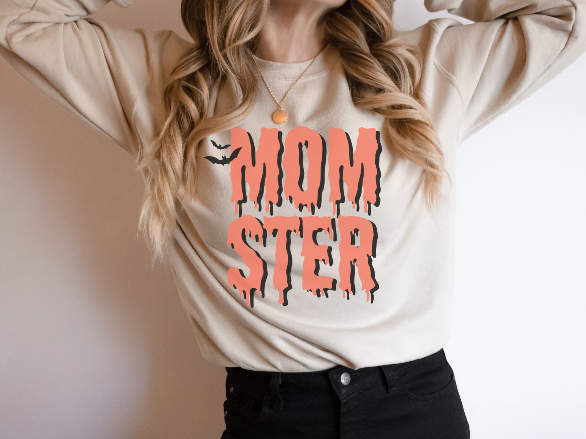 Momster Crewneck Monster Spooky Bat Sweatshirt Momster - Etsy