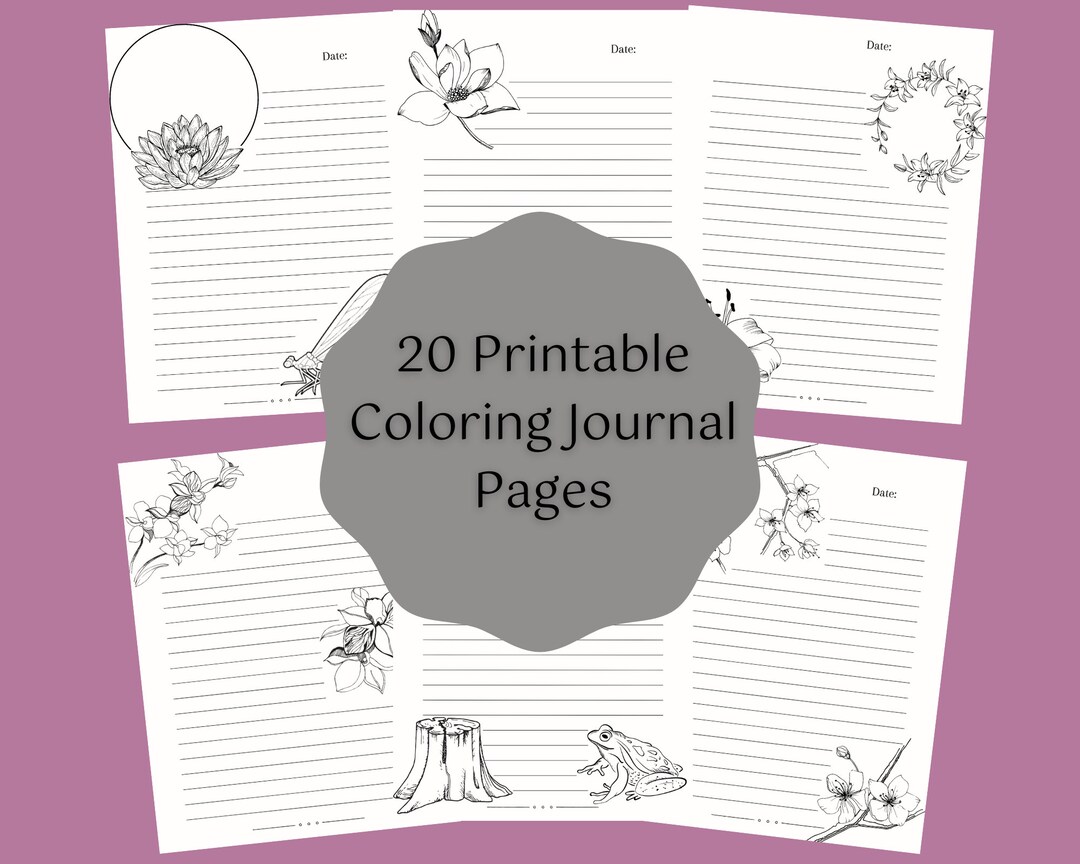 Nature Coloring Journal Pages Printable - Etsy