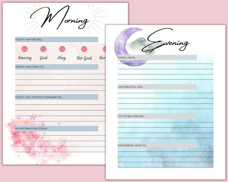 Printable 5 Minute Journal Pages Watercolor - Etsy