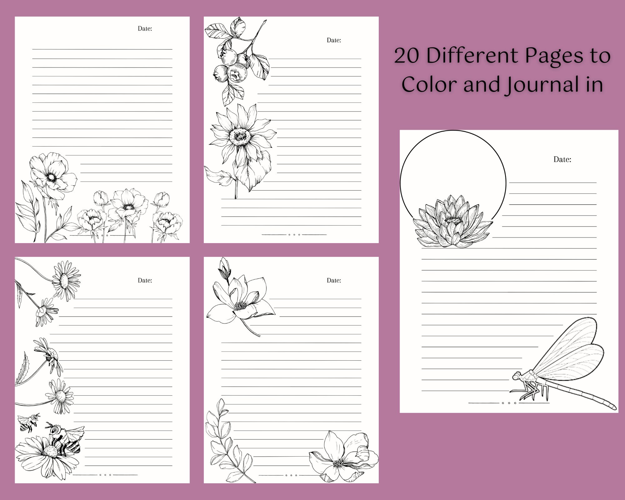 Nature Coloring Journal Pages Printable - Etsy