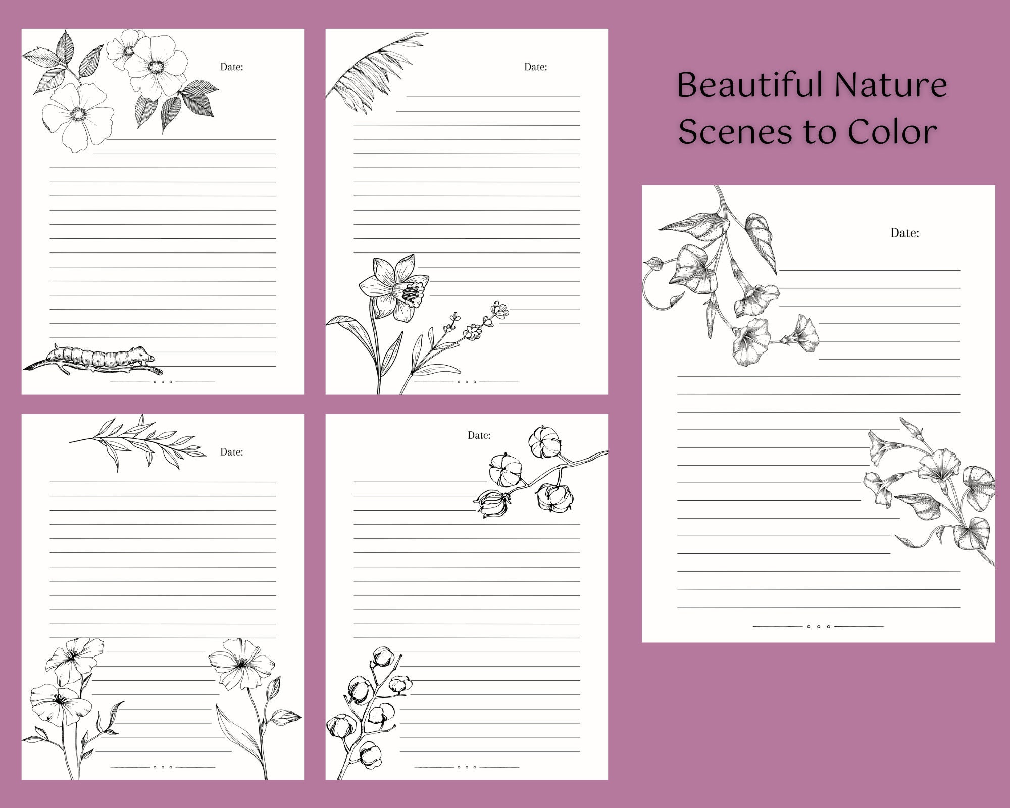 Nature Coloring Journal Pages Printable - Etsy