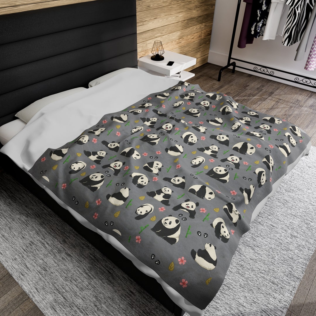 Zen Panda Blanket | Pandas and Plants | Cozy Valentine Gift for Panda ...