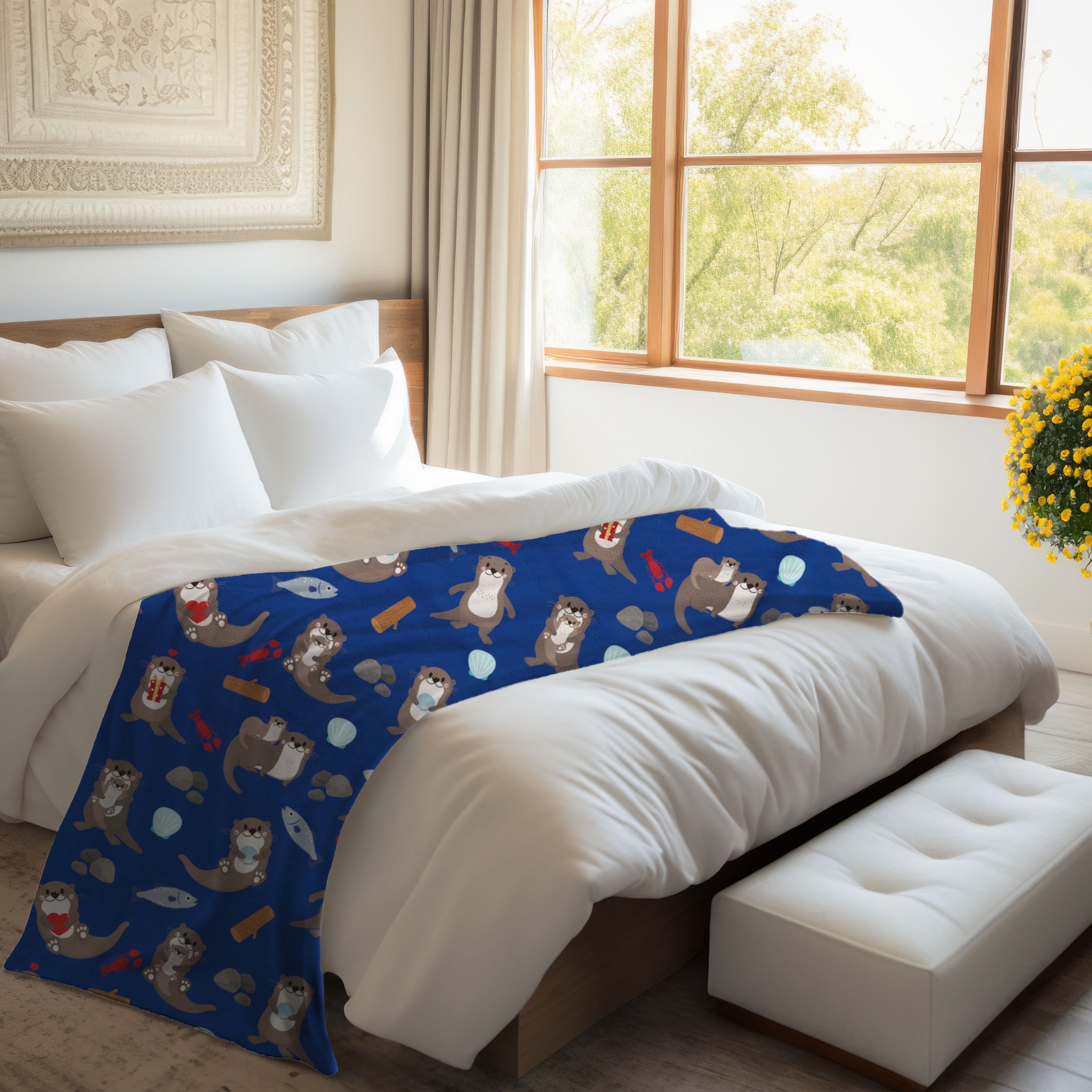 In Otter News Cute Otter Blanket | River Otter Gifts | Wildlife Blanket ...