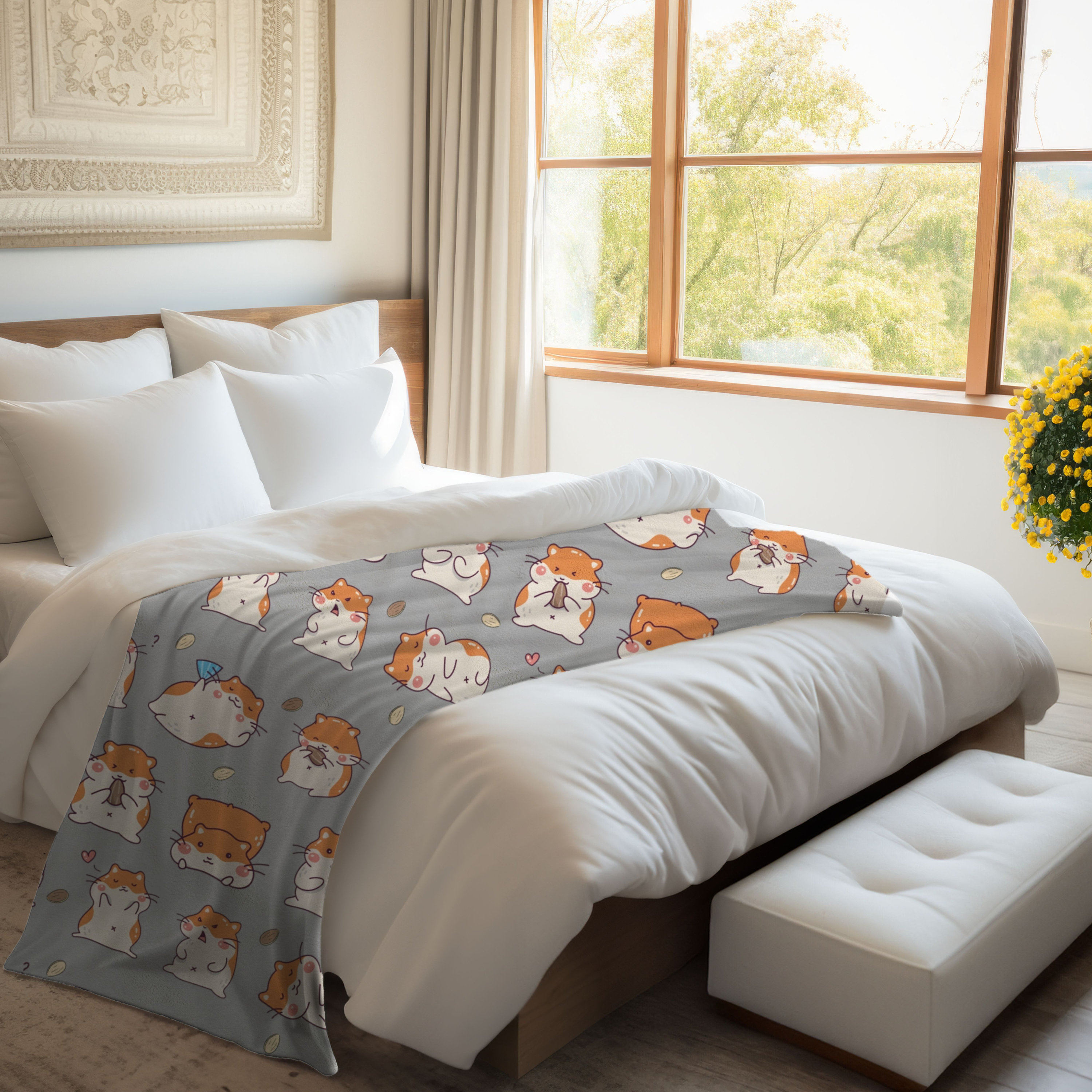 Chubby Hamster Blanket Cute Chibi Hamster Gift 30x40 50x60 60x80 ...