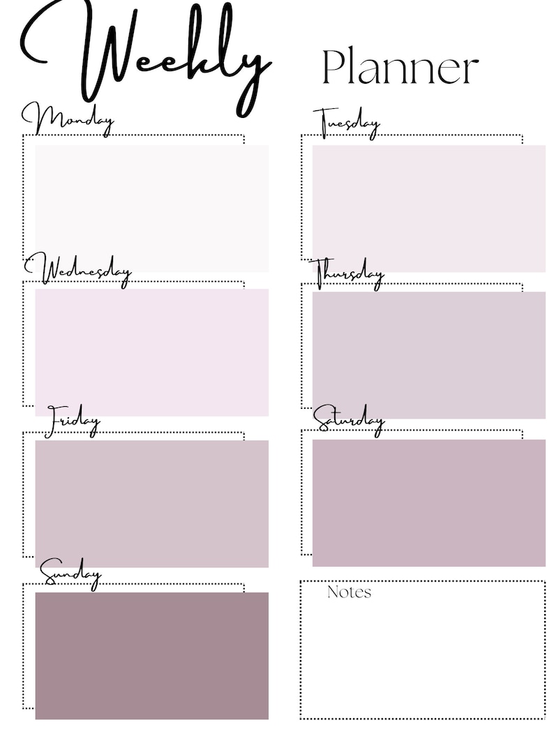 Pink Printable Weekly Planner - Etsy