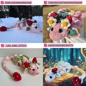 Straberis the Fairy Dragon Crochet Pattern, Strawberry Dragon Crochet ...
