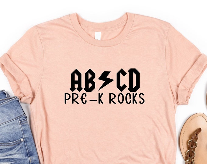 ABCD Pre-k Rocks Shirt, Christmas Gift for Teachers, ABCD Student Shirt ...
