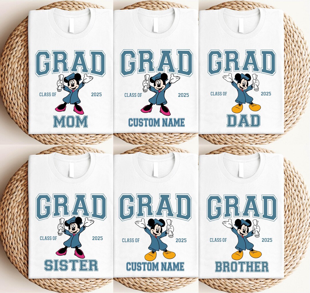 Grad Class of 2025 Mickey & Minnie Customizable Mom Dad Family Matching ...