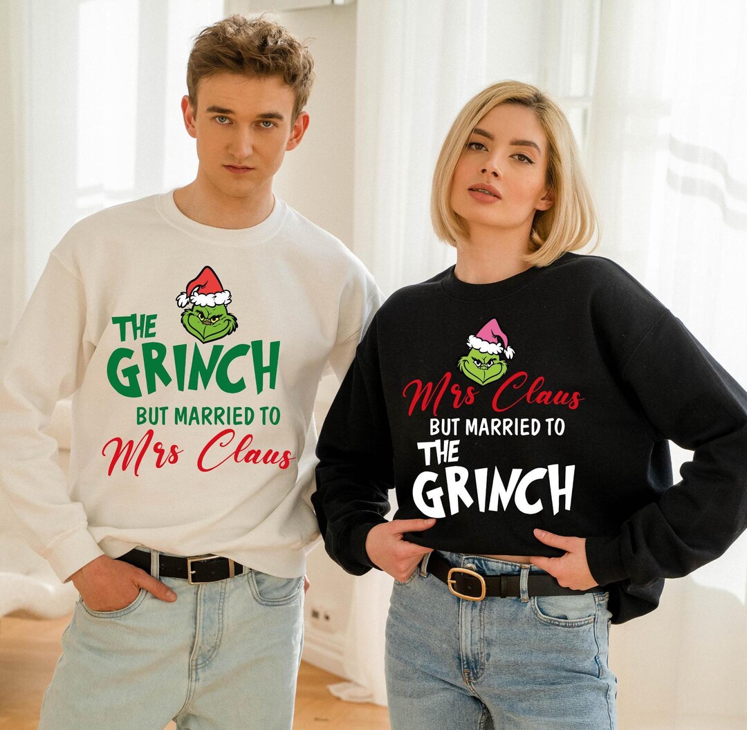 Mrs Claus but Married to the Grinch Couple Matching Christmas ...