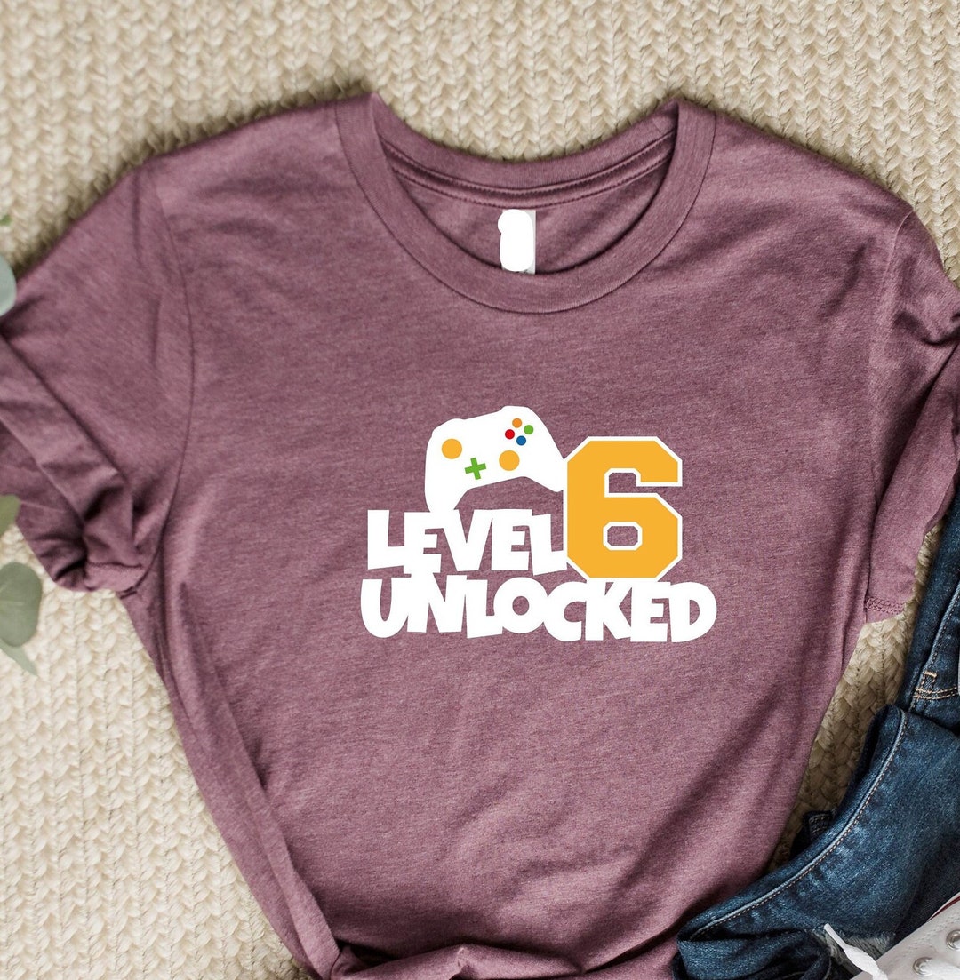 Level 6 Unlocked 6th Birthday Boy Gamer Shirt, 6th Birthday Shirt ...