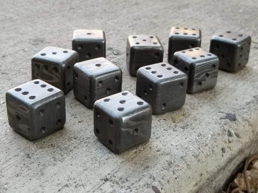 20MM Damascus Steel Dice, 23 Dollar per Die - Forged Steel / Damascus ...