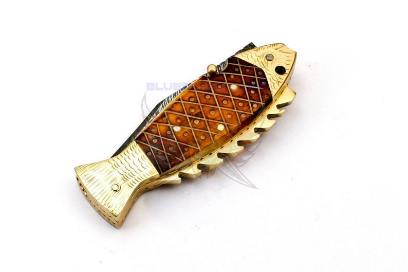 Personalized Custom Damascus Steel Folding Knife Fish Knife Pocket ...
