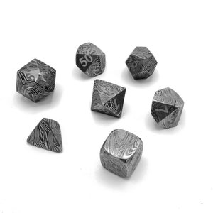 Dice Dnd Dice Set of 7 Damascus Steel Mint/new / Hand Forged Steel ...