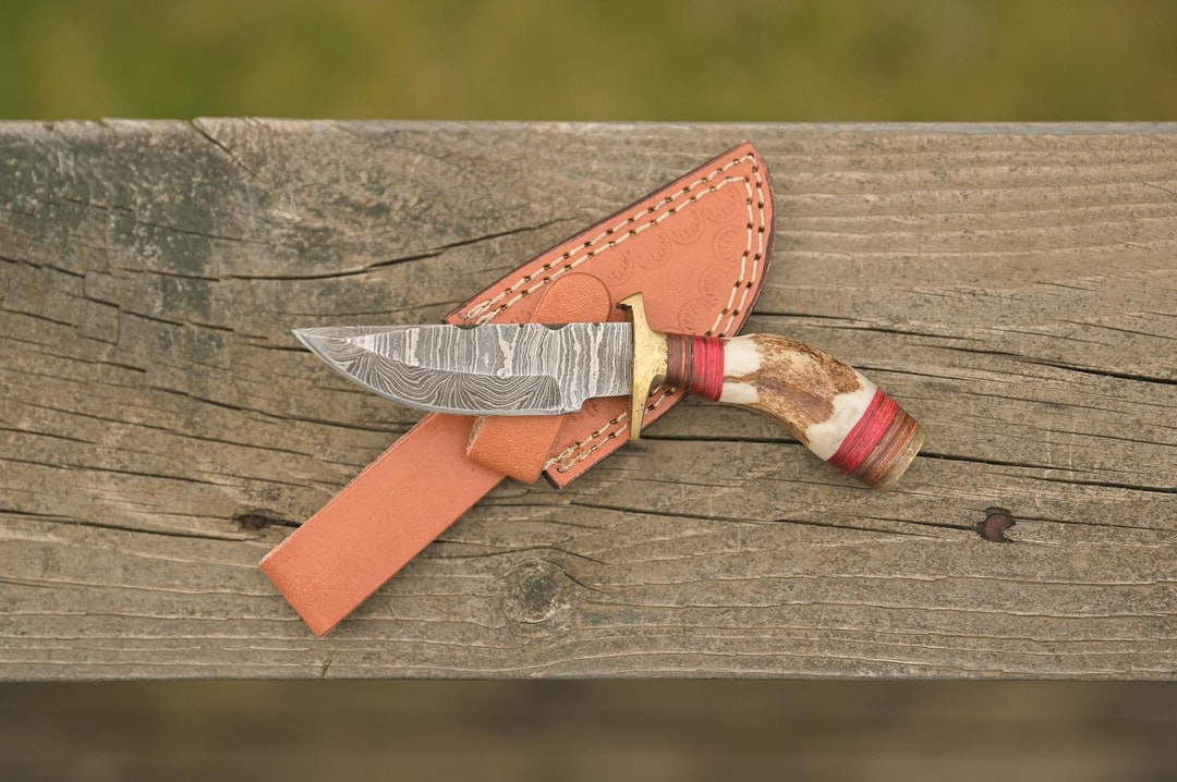 Personalized 6 Inch Custom FORGED DAMASCUS Steel Hunting Knife With ...