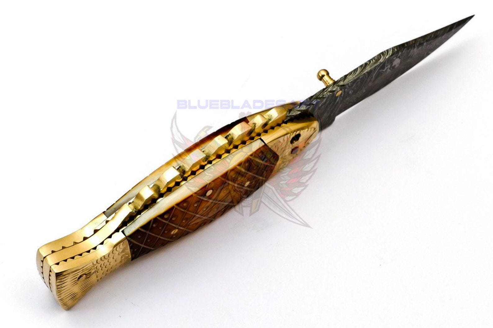 Personalized Custom Damascus Steel Folding Knife Fish Knife Pocket ...