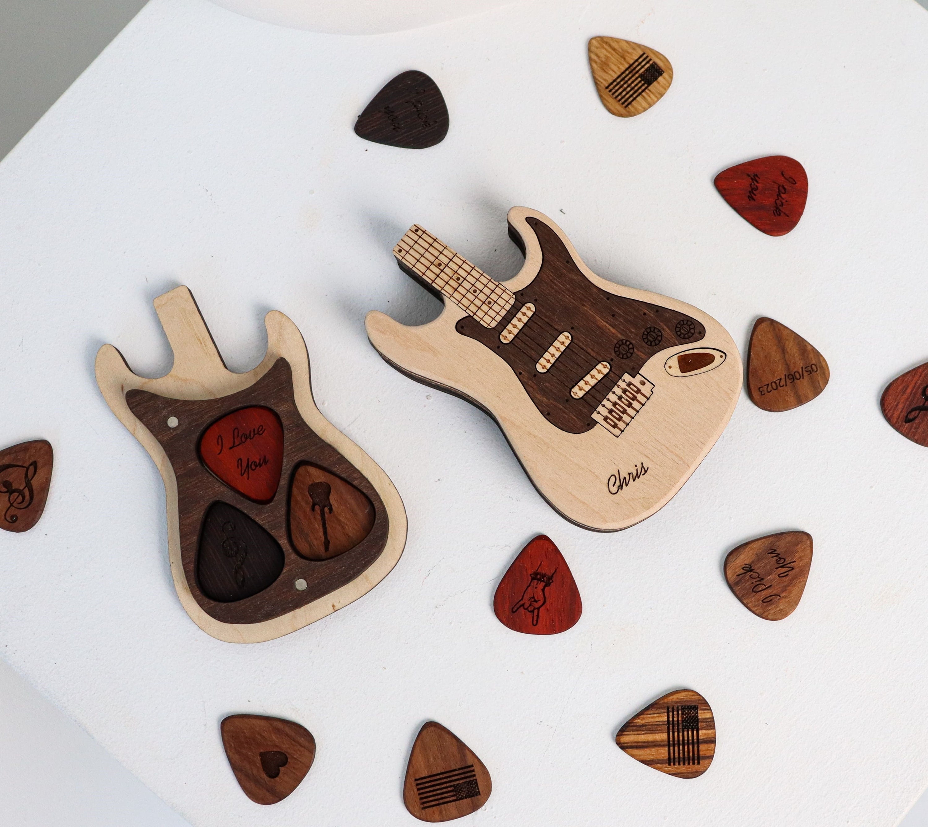 Personalized Wooden Pick Case, Wooden Guitar Pick, Gift for Him, Guitar ...