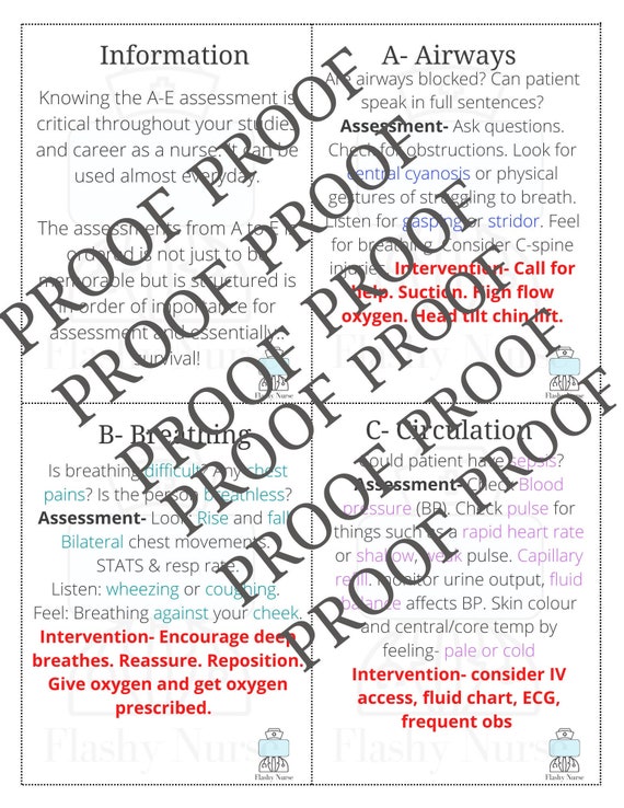 A-E Assessment Tool Flashy Nurse Adult Nursing Printable - Etsy