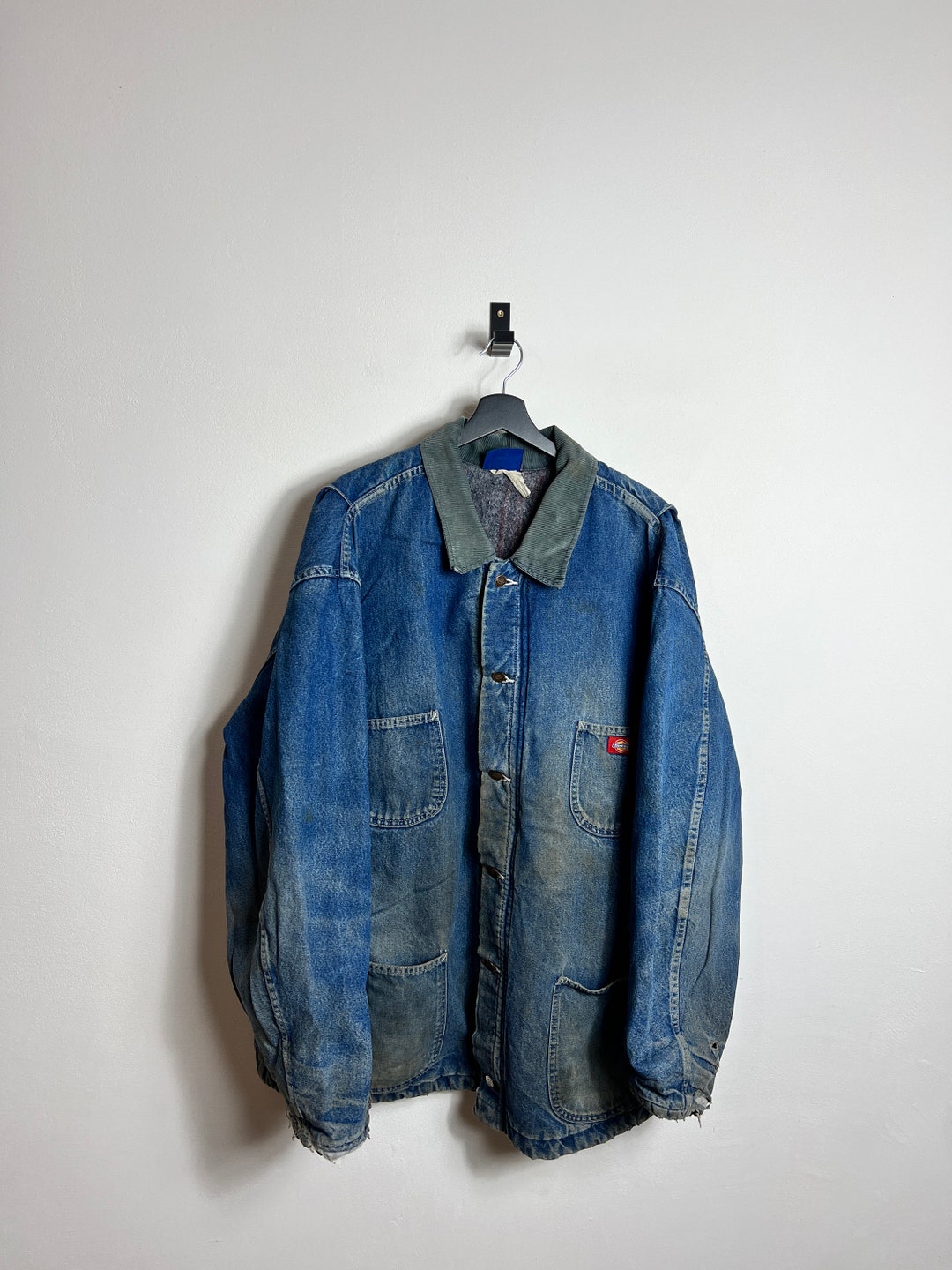 Vintage Dickies Chore Jacket 3XL Blue Distressed Denim Blanket Lined - Etsy