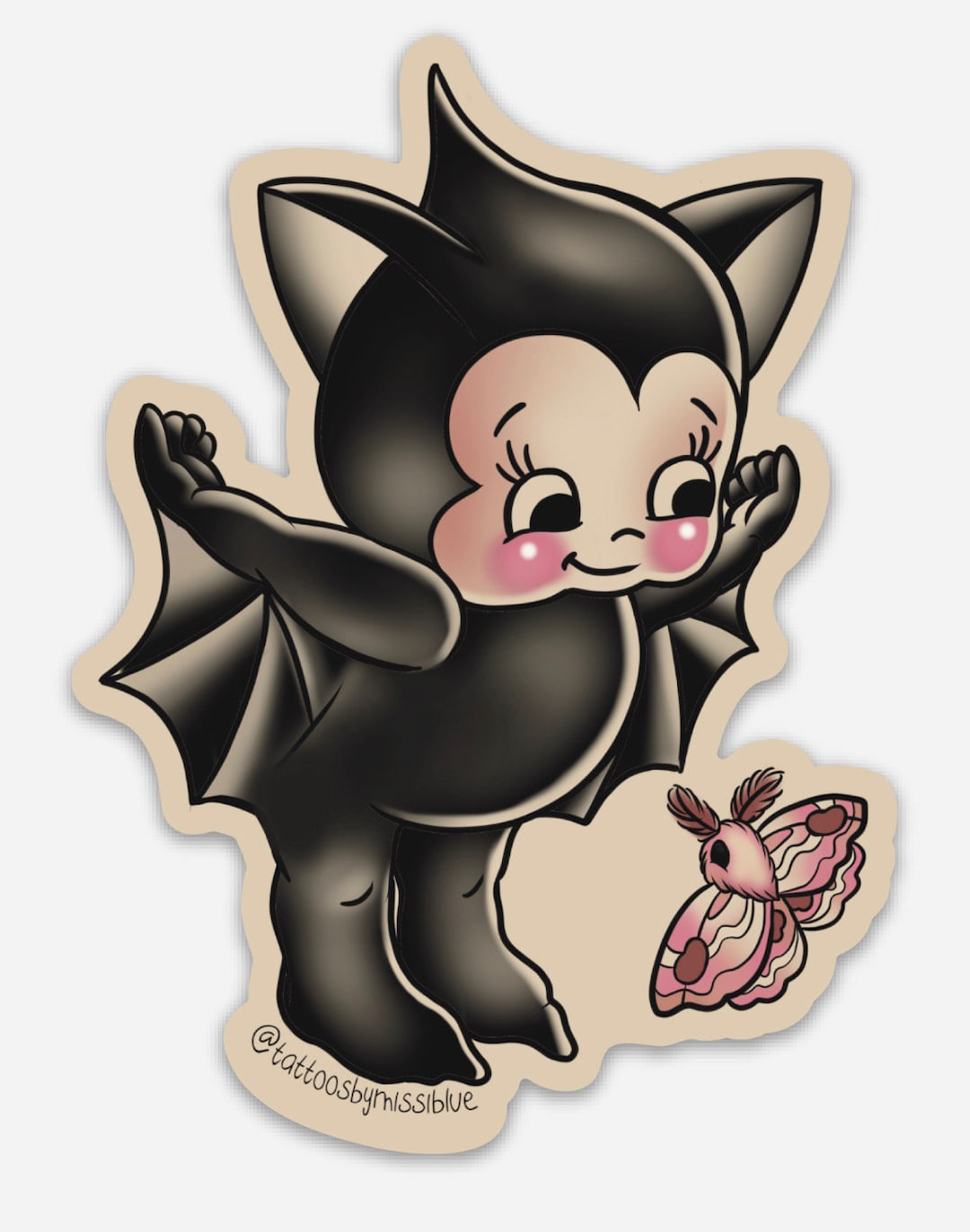 Vintage Bat Kewpie Halloween Sticker - Etsy