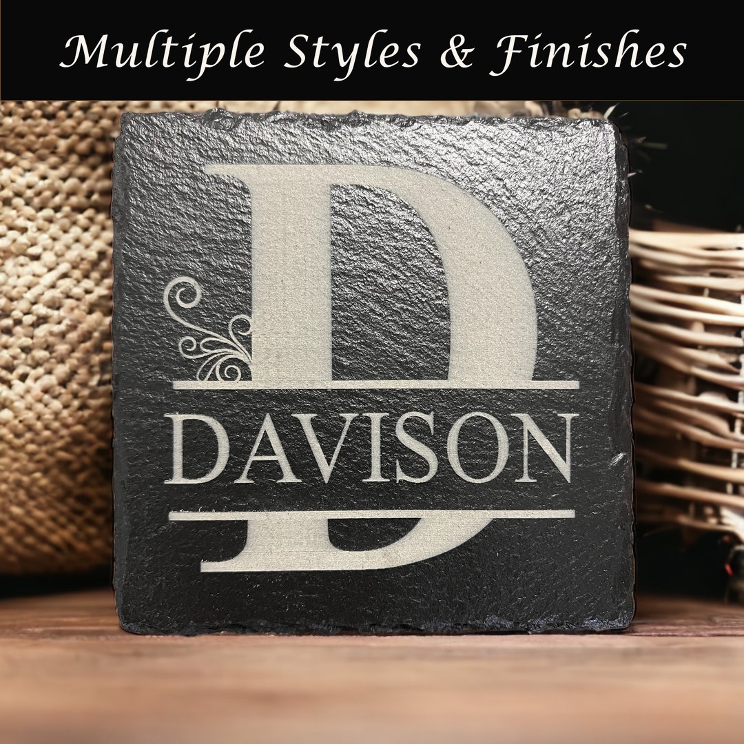 Personalized Slate Coasters Set of 4 Engraved Stone Coaster Custom ...