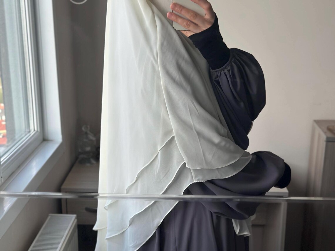 Three Layer Khimar Chiffon Diamond Triangle Hijab | Islamic Gift Eid ...