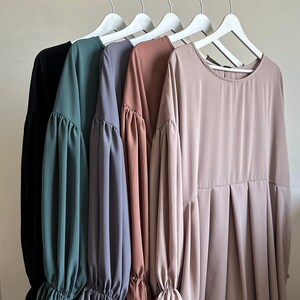 Abaya Set Hijab Khimar | Jilbab Ruffle Sleeve Wide Skirt | Lightweight ...