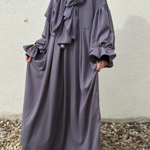 Abaya Set Hijab Khimar | Jilbab Ruffle Sleeve Wide Skirt | Lightweight ...