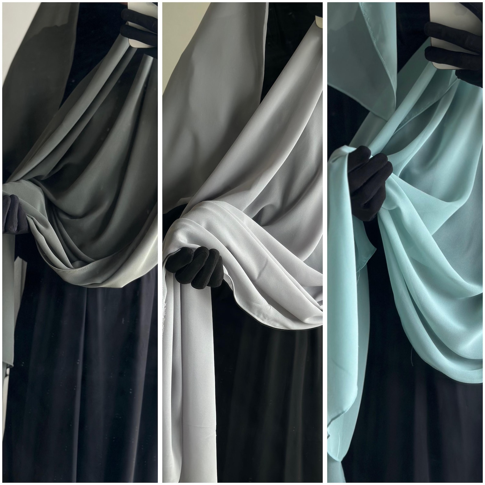 Niqab One Layer Chiffon - Islamic Face Veil for Her Gift Nikah Grey ...
