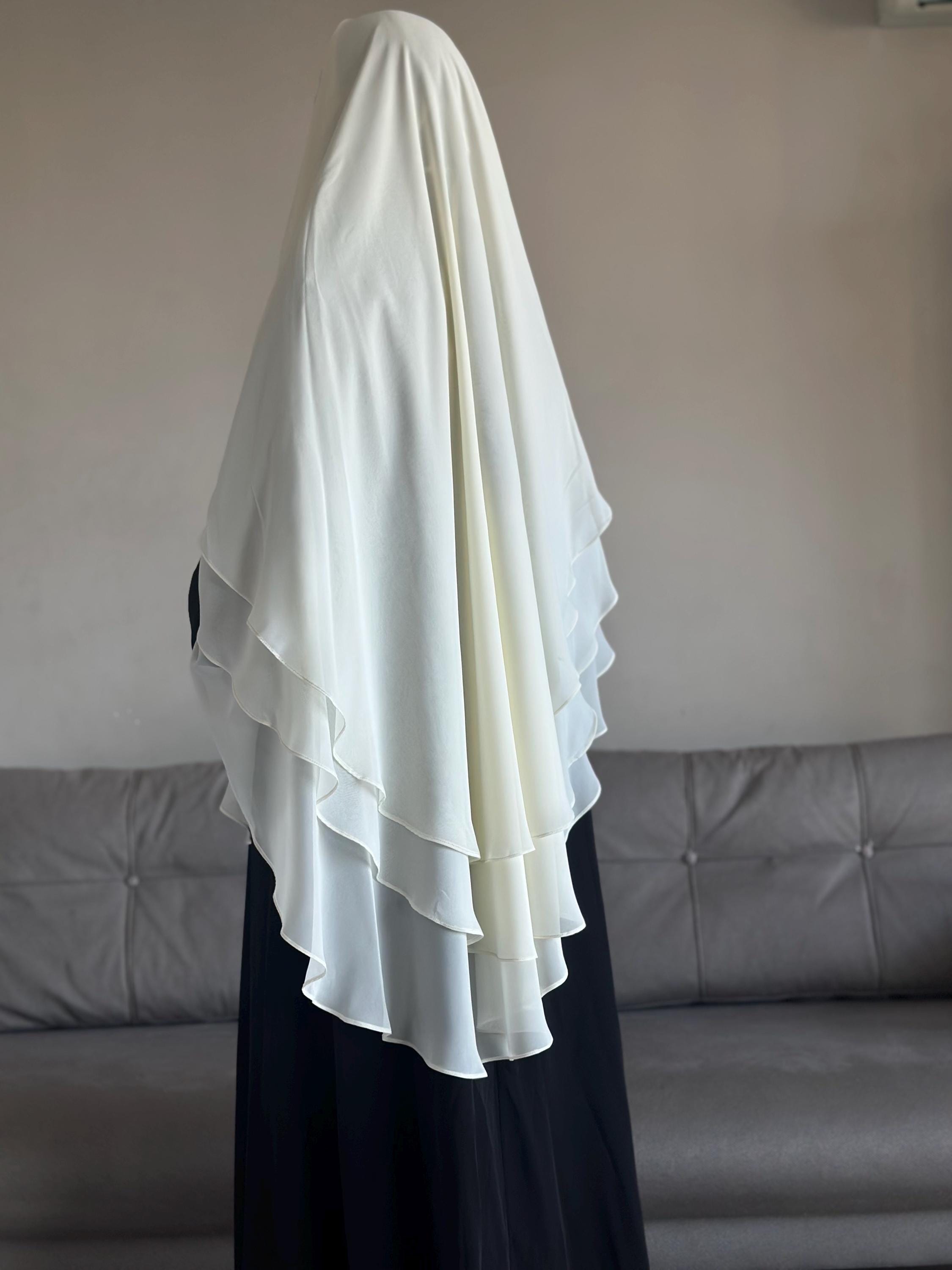 Three Layer Oval Khimar Chiffon Hijab | Islamic Gift Eid Nikah | Niqab ...