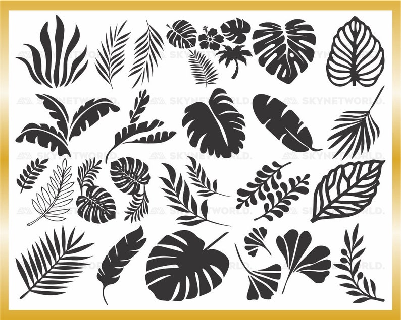 Tropical Leaves Svg Leaves Tropical Leaf Svg Libbey Glass - Etsy