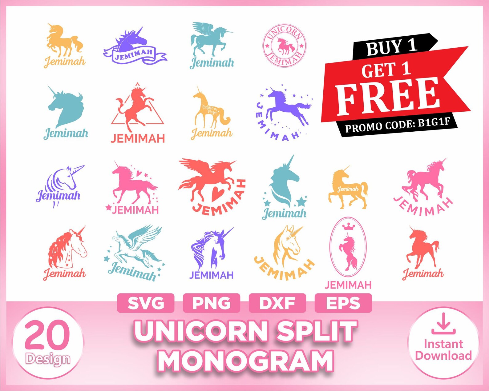 Unicorn Svg Unicorn Split Monogram Unicorn Birthday Svg Etsy