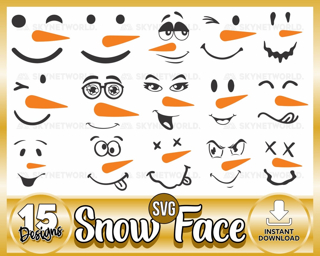 Snowman Svg Snow Man Face Svg Snowflake Svg Christmas Svg - Etsy UK