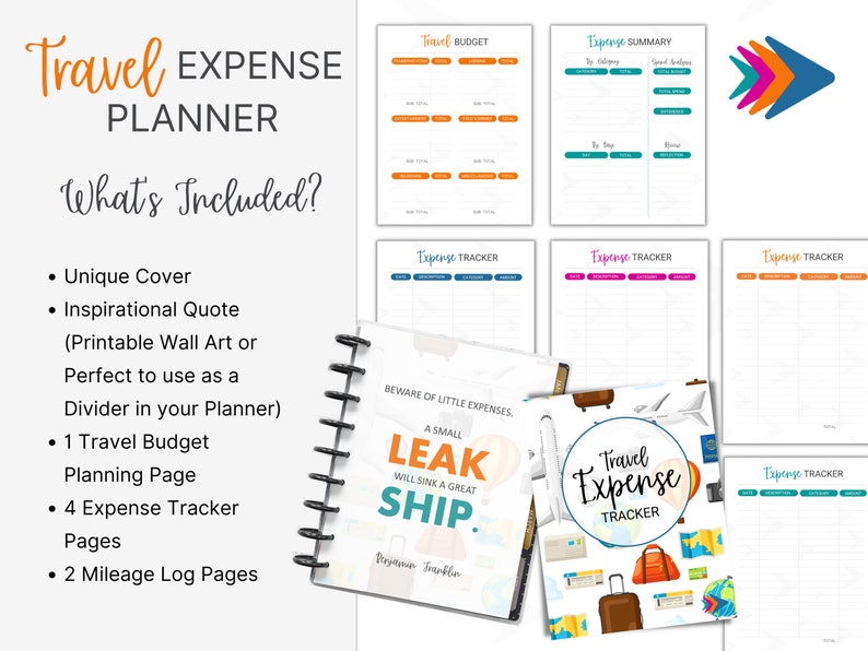 Printable Travel Expense Planner, Travel Budget Template, Track Your ...