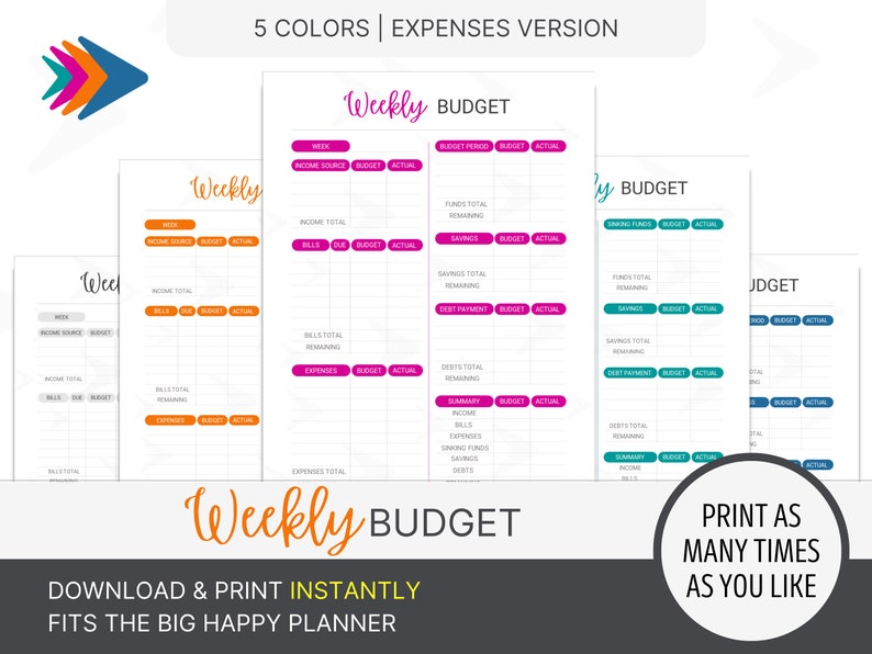 Printable Weekly Budget, Budget Template, Budget by Week, Weekly ...