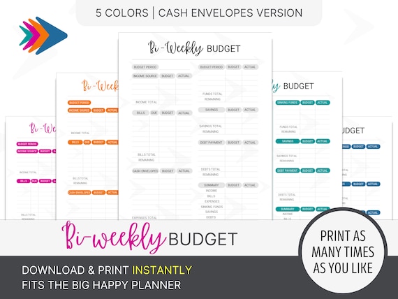 Bi Weekly Budget Template Cash Envelopes System Sinking - Etsy